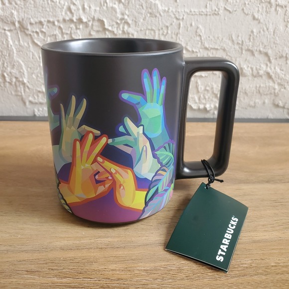 Starbucks | Kitchen | Starbucks American Sign Language Coffee Mug Asl Hand Movements 2oz Yiqiao ...